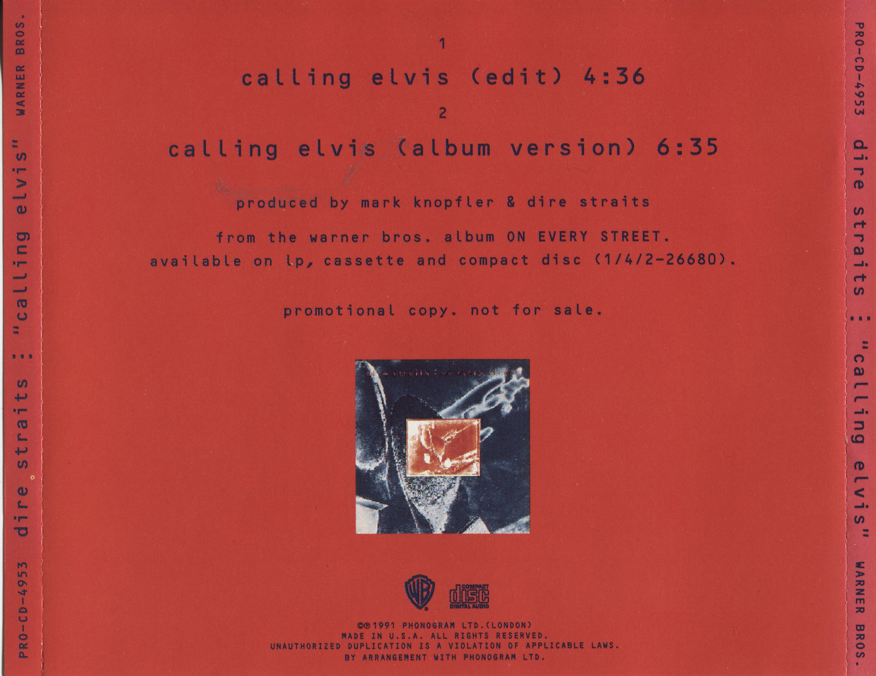 Dire Straits Calling Elvis : CDs ak | CD Covers | Cover Century | Over ...